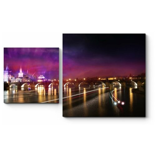 Модульная картина Карлов мост прекрасной ночью, Прага 170x102