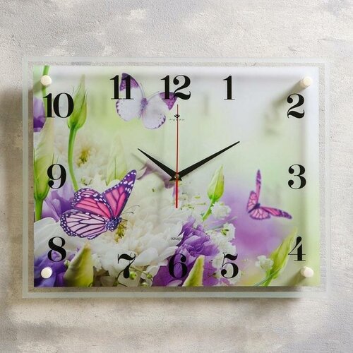 Рубин Часы настенные: Цветы, "Бабочка", бесшумные, 35 х 45 см