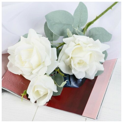 Цветы искусственные Роза Терция 12х60 см, белый