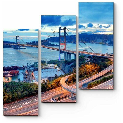 Модульная картина Великолепный вид на знаменитый мост Гонконга 80x85