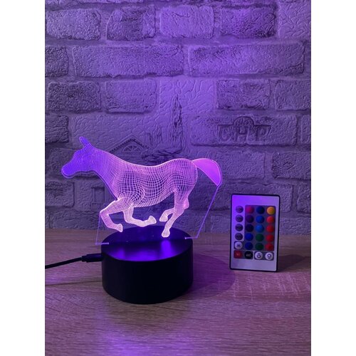3D Светильник лошадь . С пультом