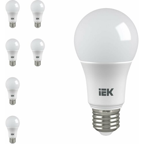 Светодиодная лампа IEK A60 7W эквивалент 60W 6500K 630Лм E27 груша (комплект из 6 шт)