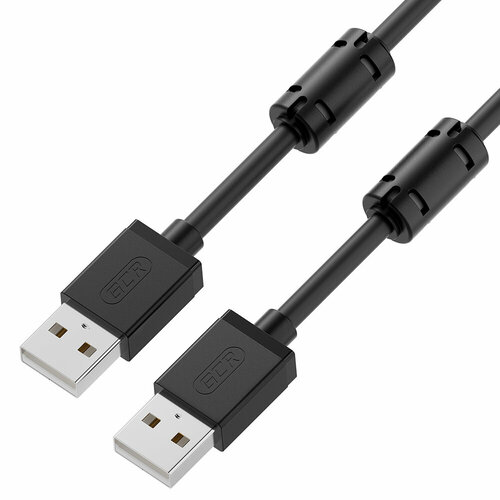 Провод GCR USB 2.0 AM / AM серия PROF ферритовые кольца для подключения компьютера ноутбука (GCR-AM6) черный 1.8м