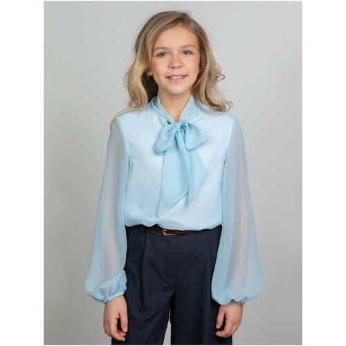 Школьная блуза Стильные Непоседы, размер 152-76-66, голубой