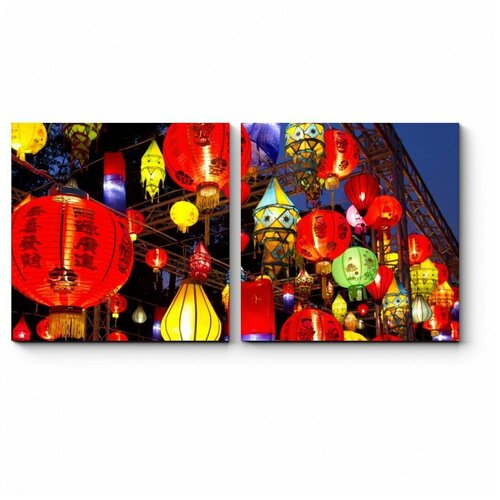 Модульная картина Волшебный свет китайских фонариков, Гонконг 130x65