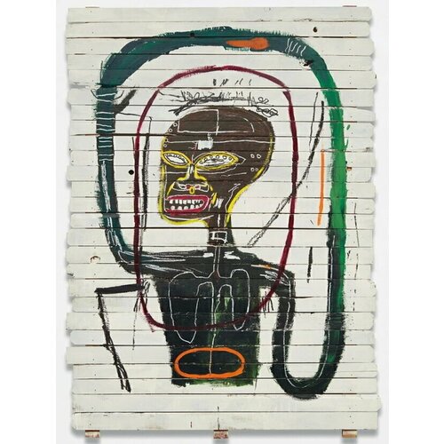 Плакат, постер на бумаге Basquiat J. M.-Flexible Acrylique et Crayon gras sur bois/Баския Жан-Мишель/искусство/арт/абстракция. Размер 42 х 60 см