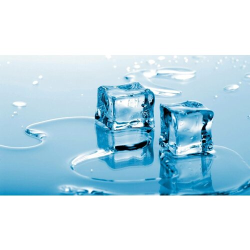 Картина на холсте 60x110 LinxOne "Кубики лед вода" интерьерная для дома / на стену / на кухню / с подрамником