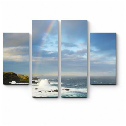 Модульная картина Морской пейзаж с радугой 90x68