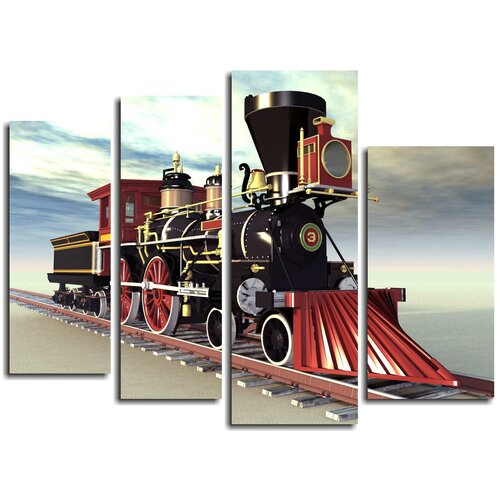 Модульная картина Паровоз, Old American Steam Locomotive 142х90 см