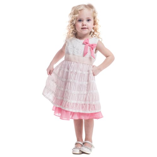 Платье Cascatto, размер 7-8/122-128, белый, розовый
