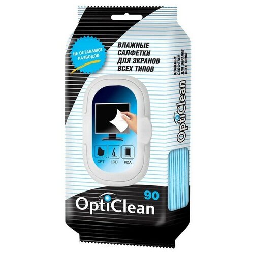 Влажные салфетки OptiClean, для экранов, 90 шт