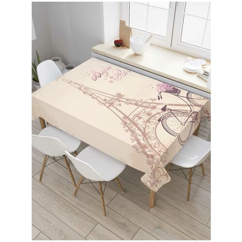 Скатерть прямоугольная JoyArty на кухонный стол "На велосипеде по Парижу" из оксфорда, 120x145 см