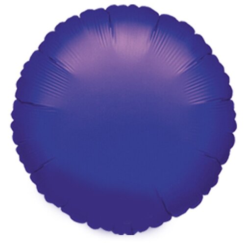Воздушный фольгированный шар без рисунка круглый, Металлик Фиолетовый, 46 см