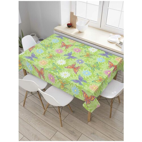 Скатерть прямоугольная JoyArty на кухонный стол "Долина бабочек" из оксфорда, 120x145 см