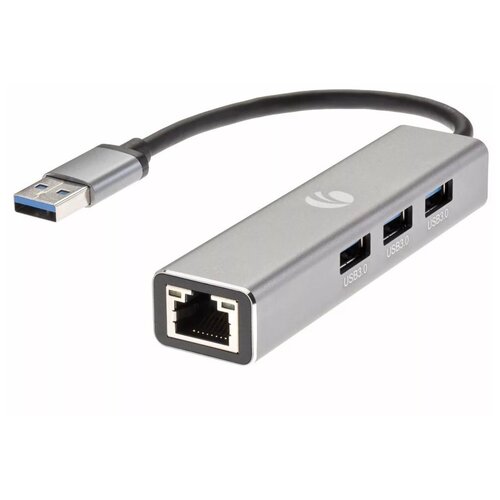 Концентратор USB 3.0 VCOM Telecom DH312A 3 х USB 3.0 RJ-45 серый