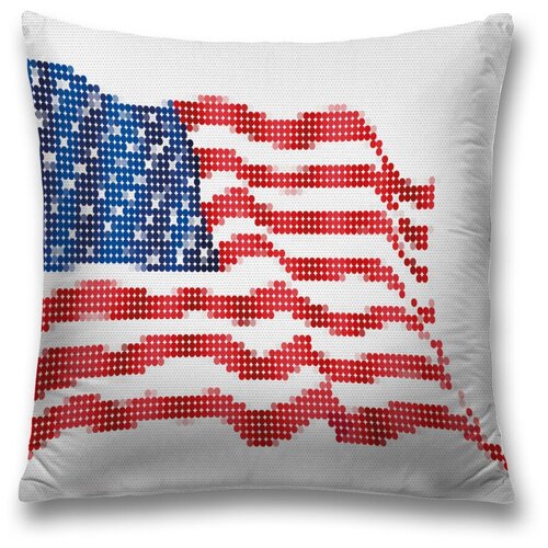 Наволочка декоративная на молнии, чехол на подушку JoyArty "Пиксельный флаг Америки" 45х45 см