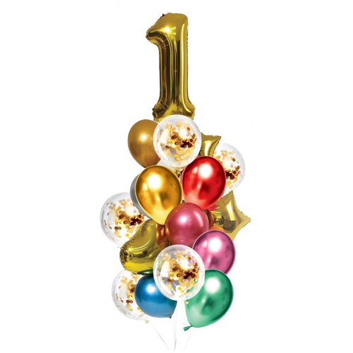 Набор воздушных шаров Страна Карнавалия День рождения – 1 год, разноцветный, 21 шт.