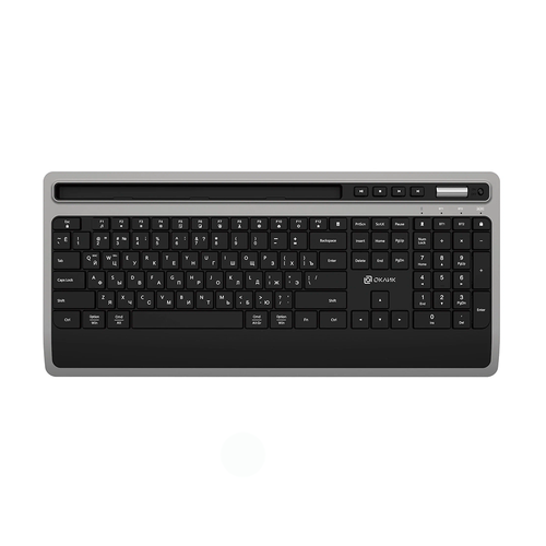 Клавиатура Oklick Оклик 860S серый/черный USB беспроводная BT/Radio slim Multimedia (подставка для запястий) (1809323)