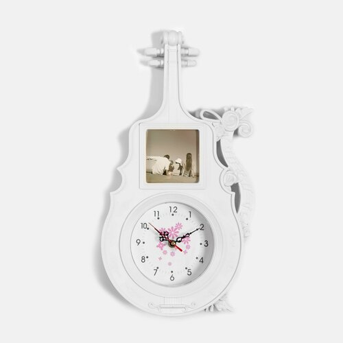 Часы настенные, серия: Фоторамки, "Гитара", дискретный ход, 34 х 47 см, циферблат 14 см