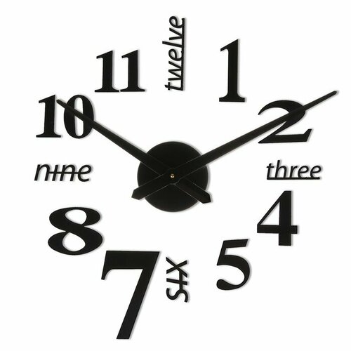 Часы-наклейка, серия: DIY, d-120 см, мин. стрелка 39 см, ч. стрелка 31.5 см, черные 9605258