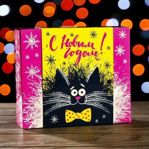 Подарочная коробка "Черный кот",18,5 х 16 х 5,8 см, 5 штук