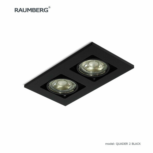 Встраиваемый поворотный светильник RAUMBERG Quader 2 bk черный под светодиодные лампы GU10