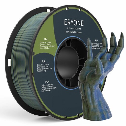 PLA Matte Dual Color 1,75 мм 1 кг (Eryone) синий-зеленый матовый