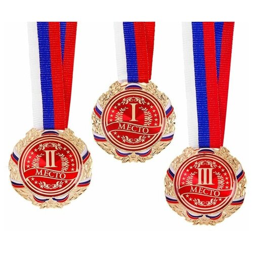 Командор Медаль призовая 006 диам 7 см. 2 место, триколор. Цвет сер. С лентой