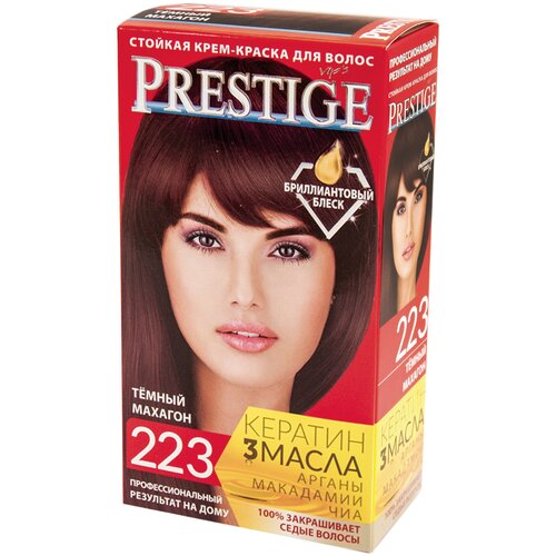 VIP's Prestige Бриллиантовый блеск стойкая крем-краска для волос, 223 темный махагон, 115 мл