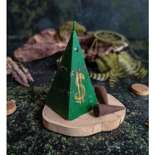 Денежная зеленая магическая ритуальная свеча, талисман для привлечения денег