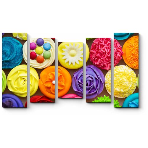 Модульная картина Разноцветные капкейки 180x108
