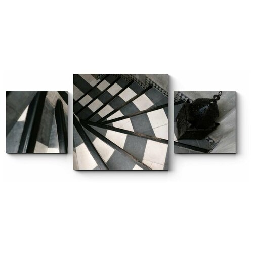 Модульная картина Черно-белая лестница 80x34