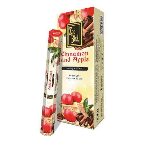 CINNAMON AND APPLE Premium Incense Sticks, Zed Black (корица И яблоко премиум благовония палочки, Зед Блэк), уп. 20 палочек.