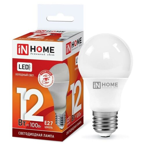 Лампа светодиодная LED-A60-VC 12Вт грушевидная 6500К холод. бел. E27 1140лм 230В IN HOME 4690612020259