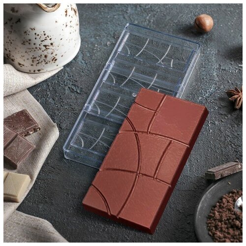 Форма для шоколада и конфет KONFINETTA «Плитка», 28×14 см, 4 ячейки, ячейка 11,7×4,8×0,7 см