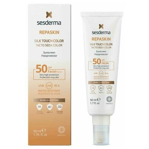 Sesderma REPASKIN средство солнцезащитное с нежностью шелка с тонирующим эффектом для лица СЗФ 50, 50 мл