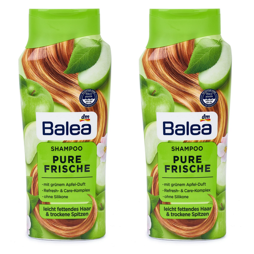 Шампунь для волос Balea Pure Frische Чистая свежесть с яблоком для жирных волос, 300 мл - 2 штуки