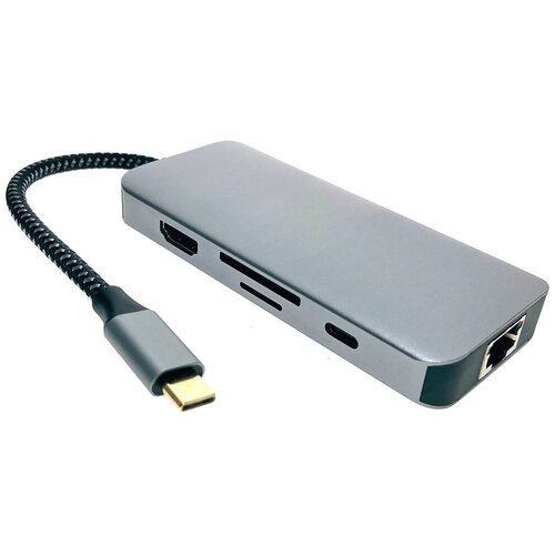 Адаптер USB Type-C to Gig Lan+HDMI+USB+SD/TF, модель UHLUC ver2, Espada