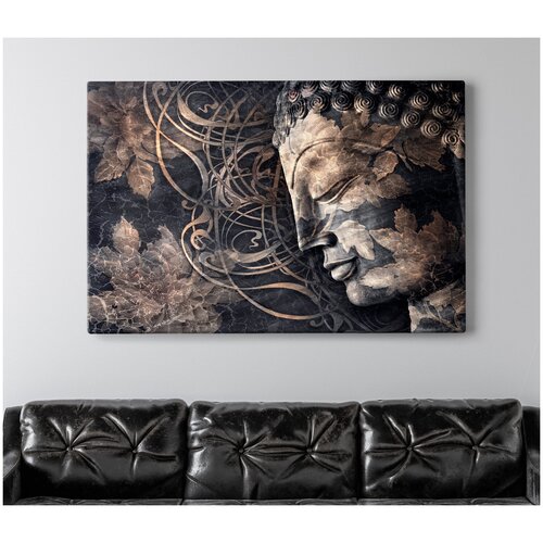 Интерьерная картина "Спокойствие Будды" на натуральном хлопковом холсте, большая, для интерьера, на стену, на подрамнике, размер 30 на 45 / 30х45 см