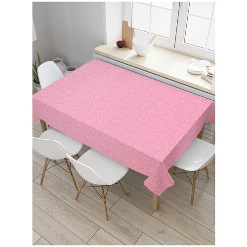 Скатерть прямоугольная JoyArty на кухонный стол "Розовый узор" из оксфорда, 180x145 см
