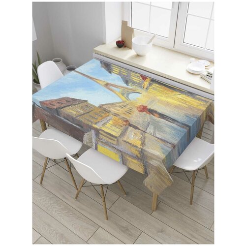 Скатерть прямоугольная JoyArty на кухонный стол "Парижское веселье" из оксфорда, 120x145 см