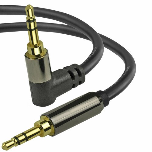 Кабель AUX jack 3.5 (3 pin) (M) - jack 3.5 (3 pin) (M) угловой Premium 1.8 метра