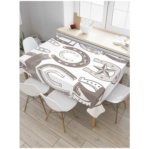 Скатерть прямоугольная JoyArty на кухонный стол "Символы с подковой" из оксфорда, 120x145 см