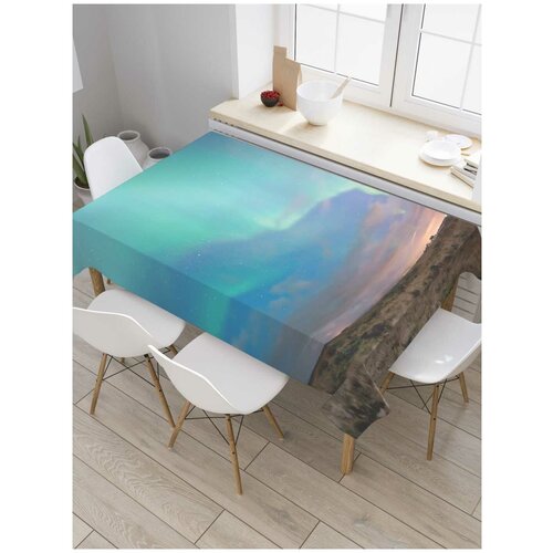 Скатерть прямоугольная JoyArty на кухонный стол "Манящее северное сияние" из оксфорда, 120x145 см