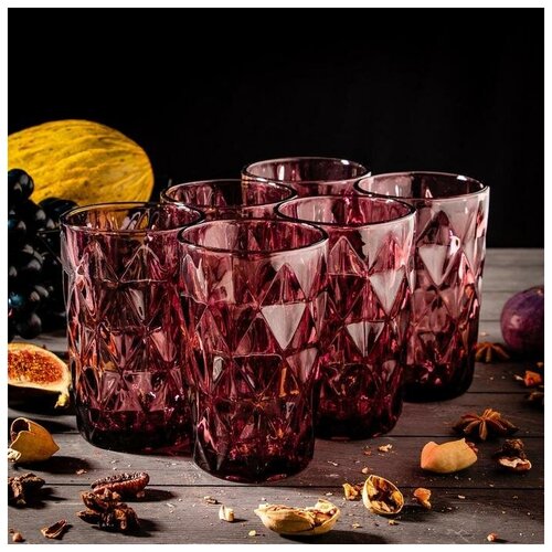 Набор стеклянных стаканов Magistro «Круиз», 350 мл, 8?12,5 см, 6 шт, цвет розовый