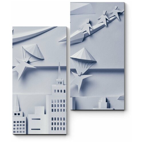 Модульная картина Бумажный город 80x100