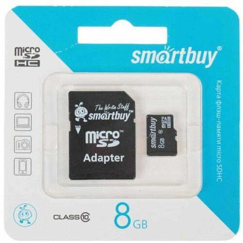 MicroSD 8GB Smart Buy Class 10 +SD адаптер