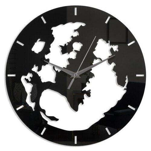 Часы-наклейка, серия: DIY, "Земля", 1 АА, черные
