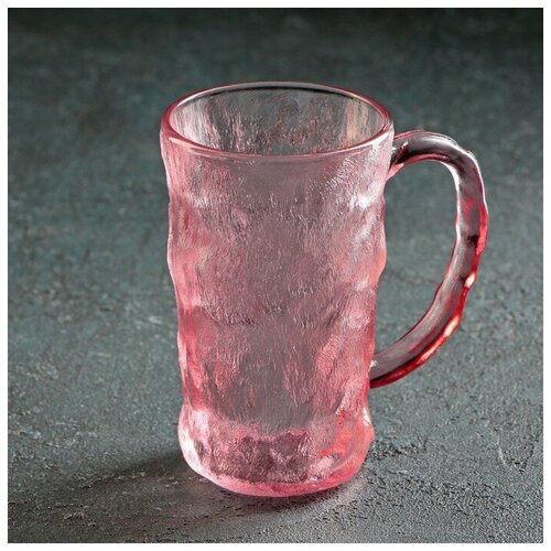 Кружка стеклянная Доляна «Айс», 340 мл, цвет розовый