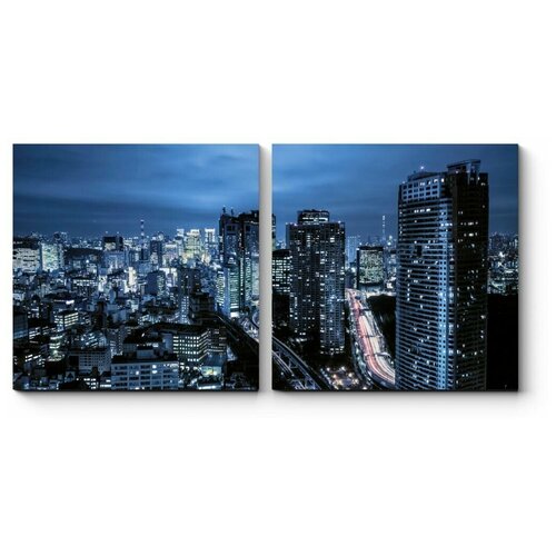 Модульная картина Токийские небоскребы ночью 40x20